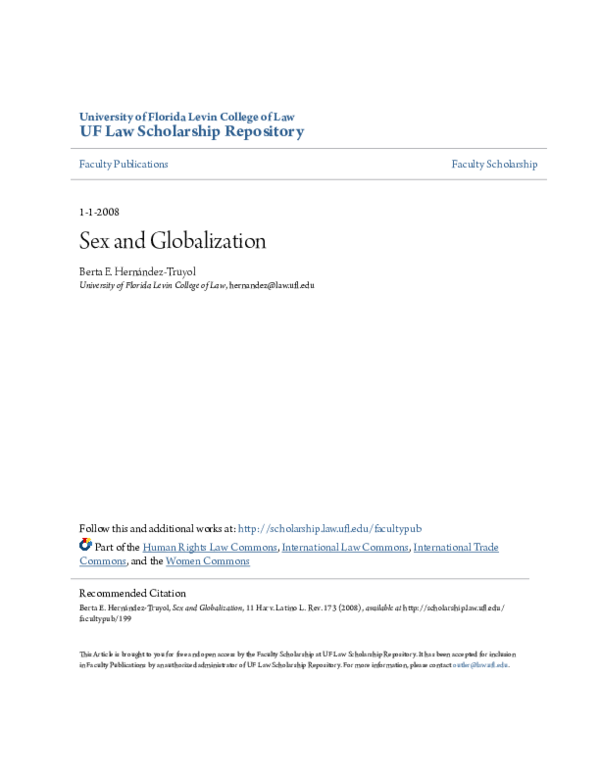Pdf Sex And Globalization Berta Hernandez