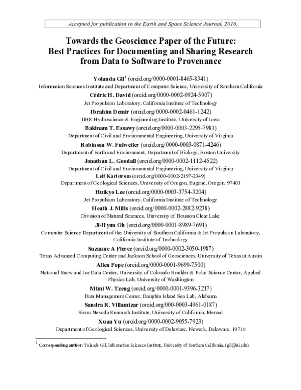 (PDF) Best Practices for the Geoscience Paper of the Future