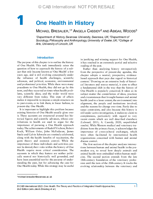 (PDF) 1 One Health in History