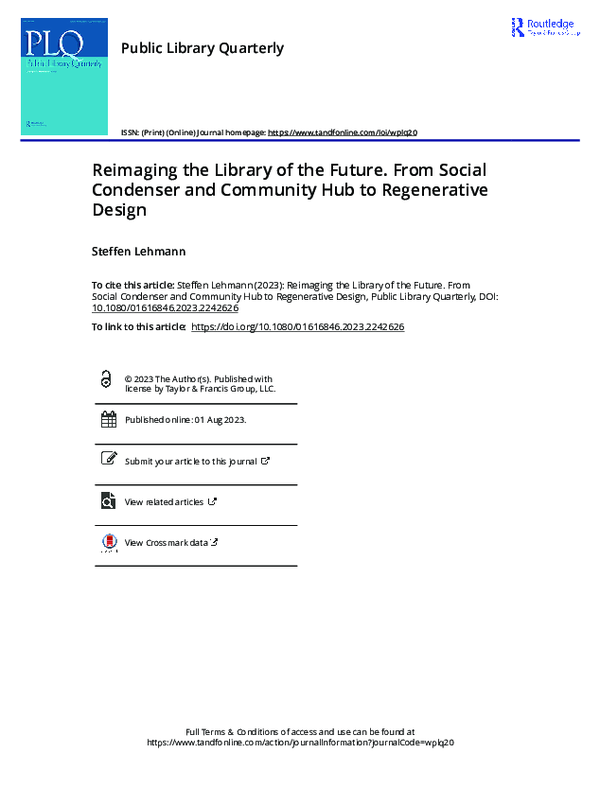 (PDF) Reimaging the Library of the Future. From Social Condenser and ...