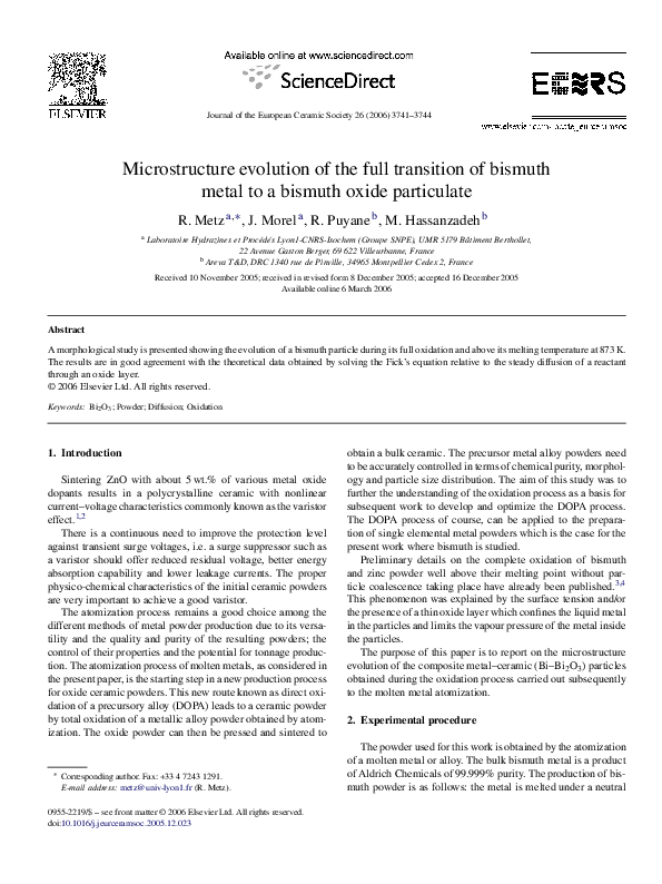 (PDF) Microstructure evolution of the full transition of bismuth metal ...
