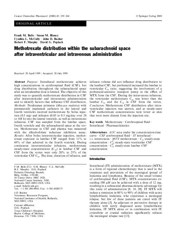 (PDF) Methotrexate distribution within the subarachnoid space after ...