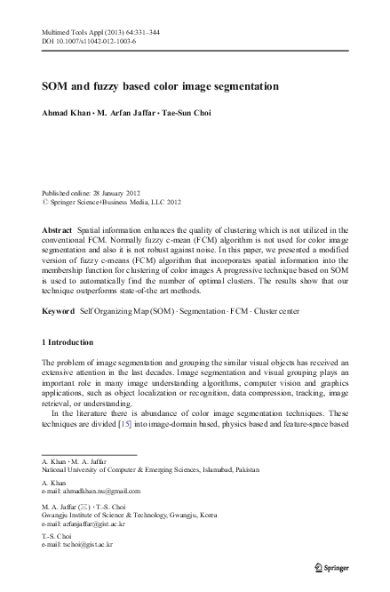 (PDF) SOM and fuzzy based color image segmentation