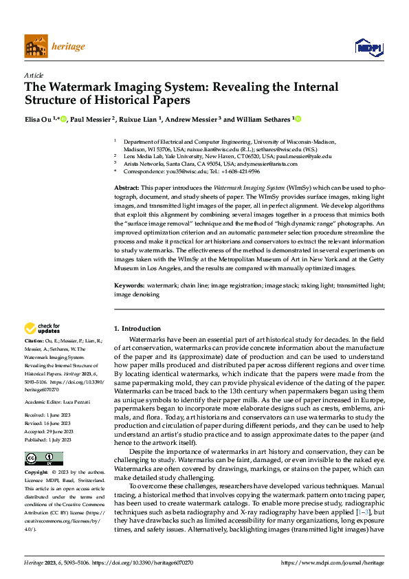 (PDF) The Watermark Imaging System: Revealing the Internal Structure of ...