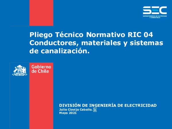 (PDF) Presentación RIC 04 - Conductores, Materiales y Sistemas de Canalización