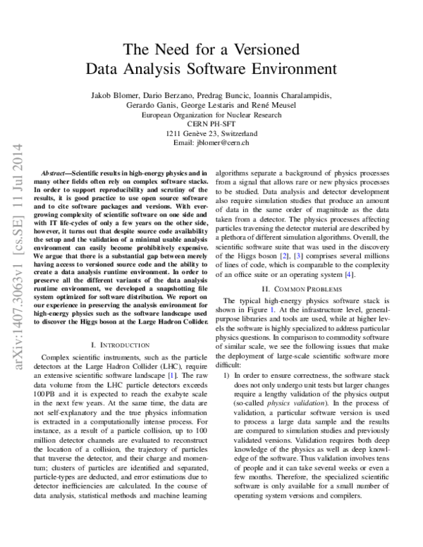 (PDF) The Need for a Versioned Data Analysis Software Environment