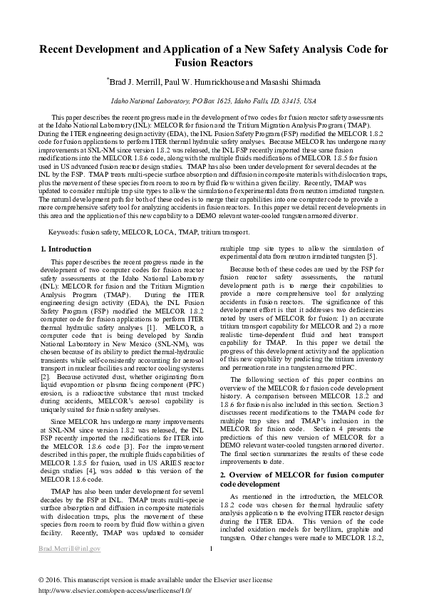 (PDF) Recent development and application of a new safety analysis code ...