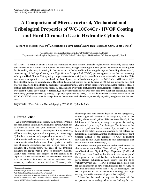(PDF) A Comparison of Microstructural, Mechanical and Tribological Properties of WC-10Co4Cr ...