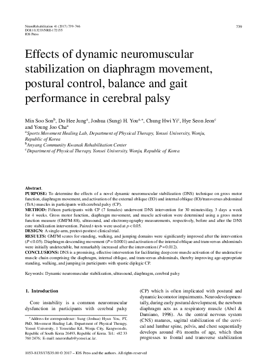 (PDF) Effects of dynamic neuromuscular stabilization on diaphragm movement, postural control ...