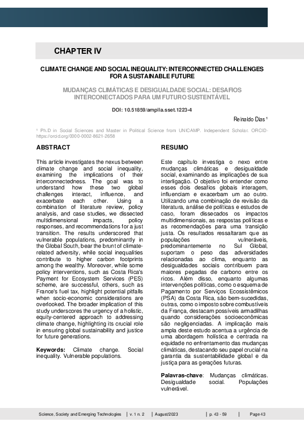 (PDF) Climate Change and Social Inequality: Interconnected Challenges ...