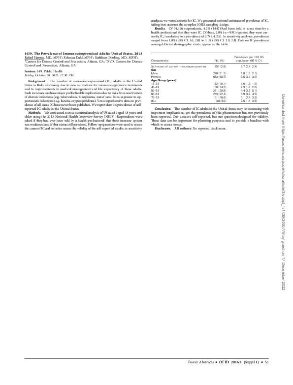 (PDF) The Prevalence of Immunocompromised Adults: United States, 2013
