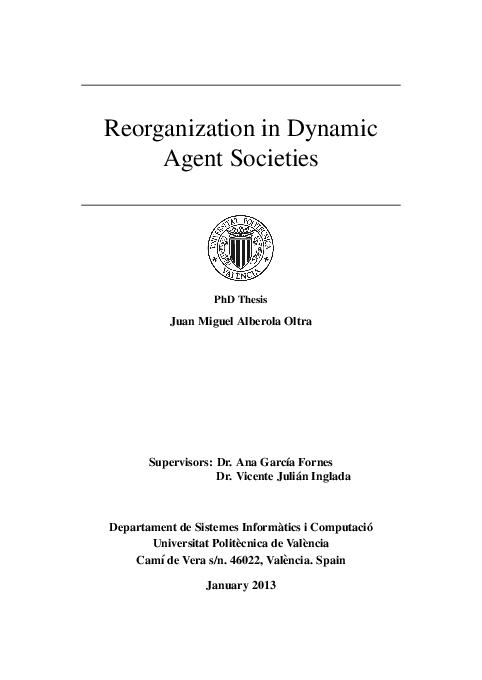 (PDF) Reorganization in Dynamic Agent Societies