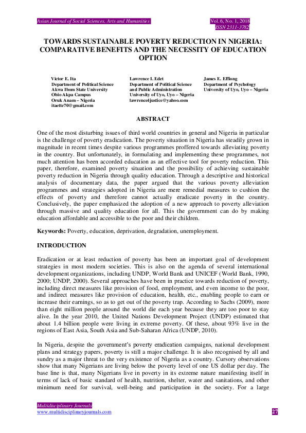 Pdf Full Paper Towards Sustainable Poverty Reduction 1