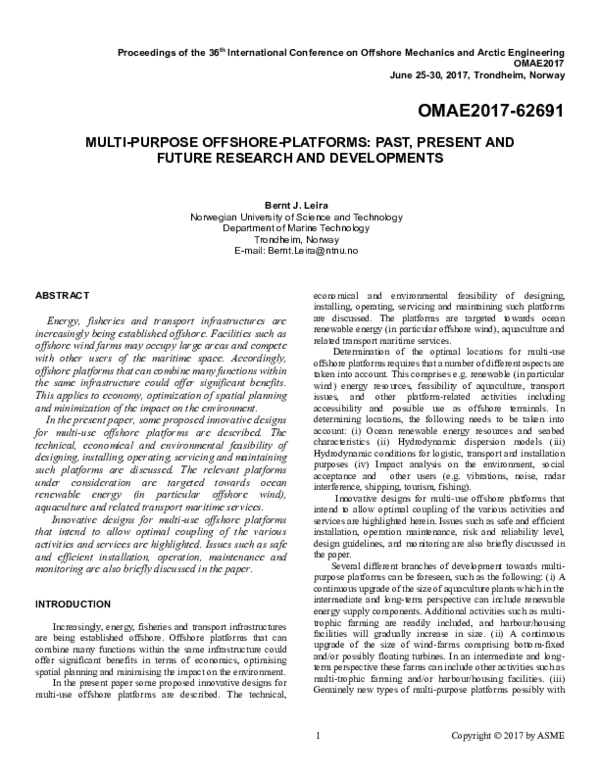 (PDF) Multi-Purpose Offshore-Platforms: Past, Present and Future ...
