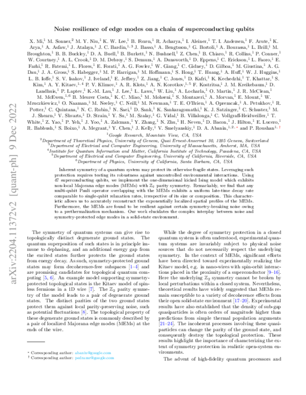 (PDF) Noise-resilient Majorana Edge Modes on a Chain of Superconducting Qubits | Masoud Mohseni ...