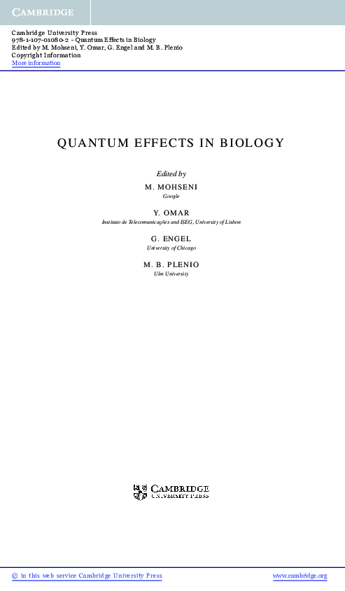 (PDF) Quantum Effects in Biology