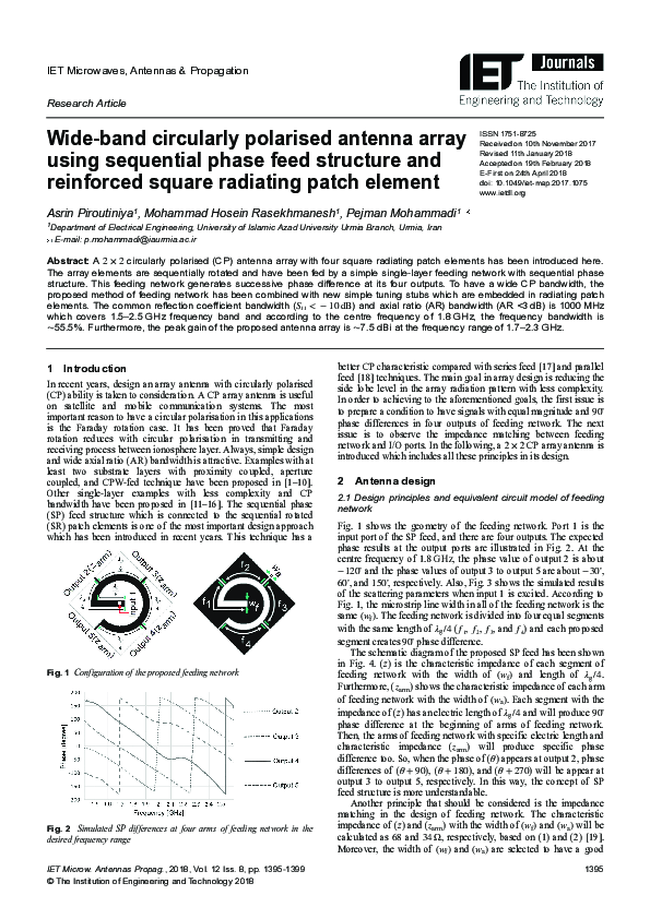 Pdf Wide‐band Circularly Polarised Antenna Array Using Sequential Phase Feed Structure And