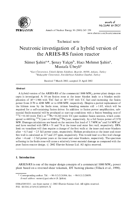 (PDF) Neutronic investigation of a hybrid version of the ARIES-RS ...