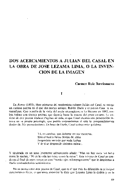 (PDF) Dos acercamientos a Julián del Casal en la obra de José Lezama ...