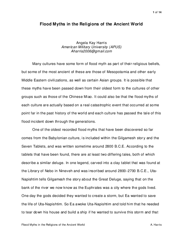 (PDF) Flood Myths in the Religions of the Ancient World