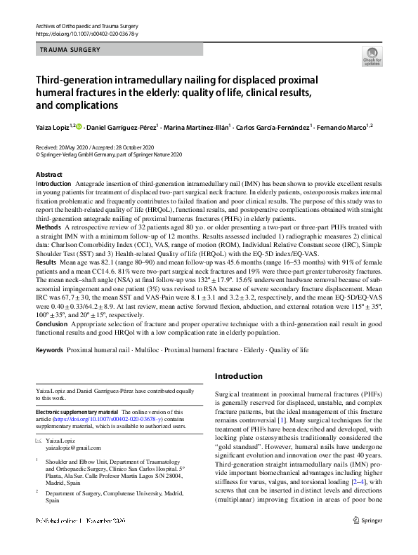 (PDF) Third-generation intramedullary nailing for displaced proximal humeral fractures in the ...