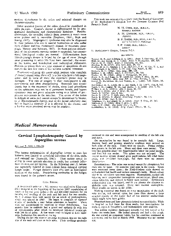 (PDF) Cervical lymphadenopathy caused by Aspergillus terreus