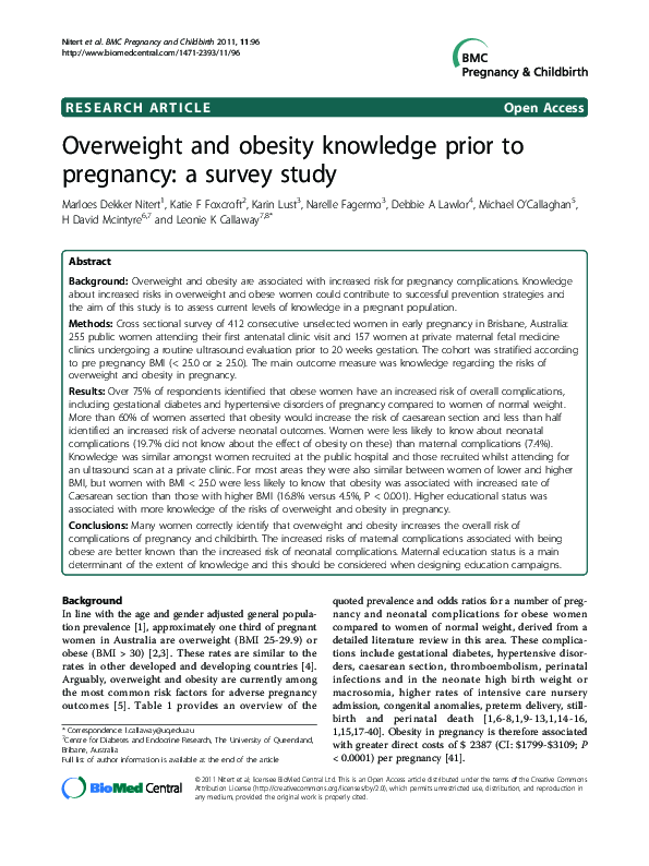 (PDF) RESEARCH ARTICLE Overweight and obesity knowledge prior to ...