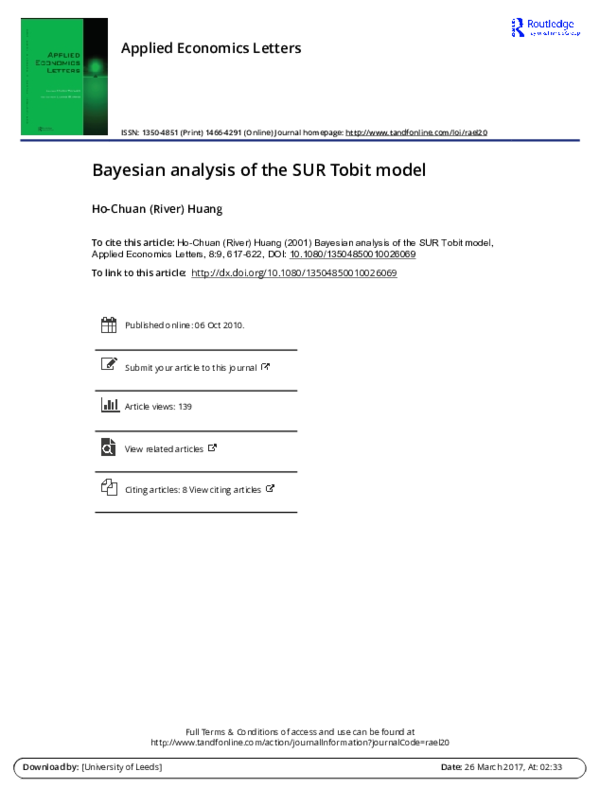 (PDF) Bayesian analysis of the SUR Tobit model