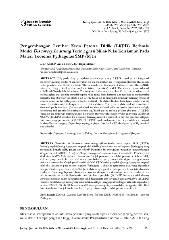 (PDF) Pengembangan Lembar Kerja Peserta Didik (LKPD) Berbasis Model Discovery Learning ...