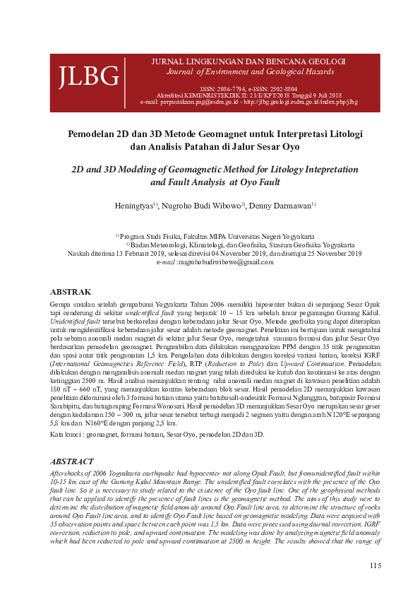(PDF) Pemodelan 2D dan 3D Metode Geomagnet untuk Interpretasi Litologi ...