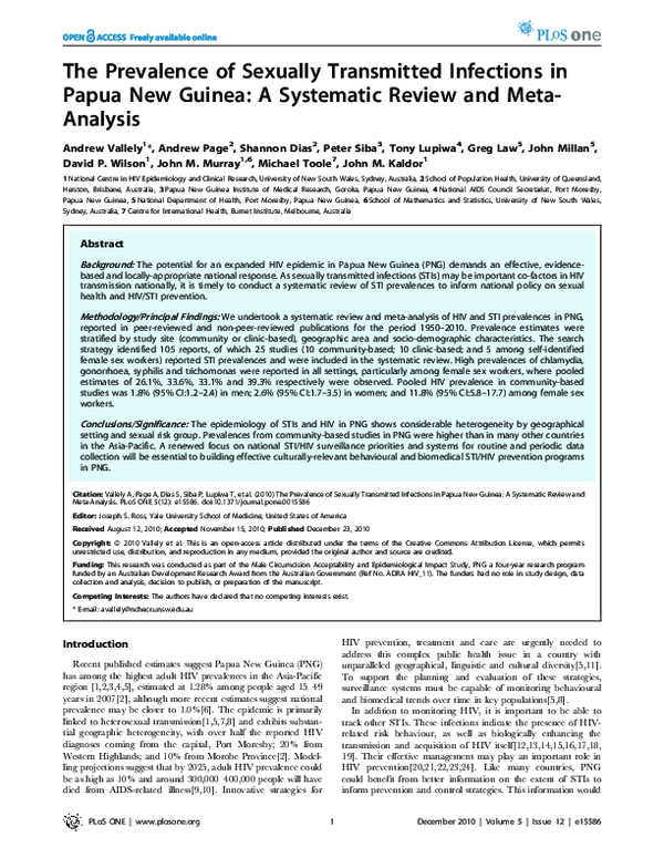 (PDF) The Prevalence of Sexually Transmitted Infections in Papua New ...