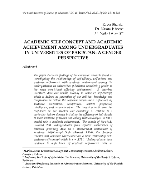 (PDF) Academic Self Concept and Academic Achievement Among ...