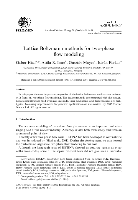 (PDF) Lattice Boltzmann methods for two-phase flow modeling