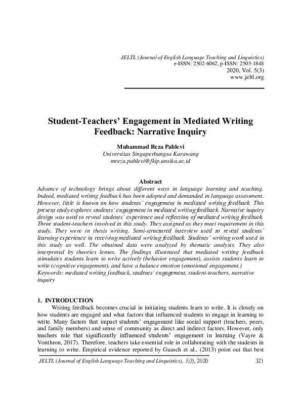 (PDF) Student-Teachers’ Engagement in Mediated Writing Feedback ...