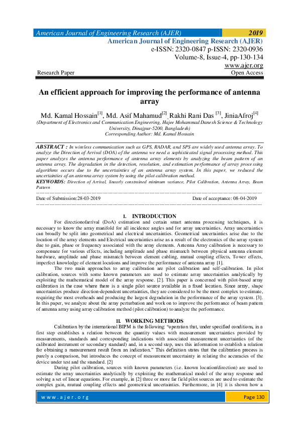 (PDF) An efficient approach for improving the performance of antenna array