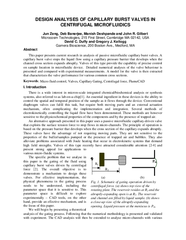 (PDF) Capillary Burst Valve Design in Microfluidics