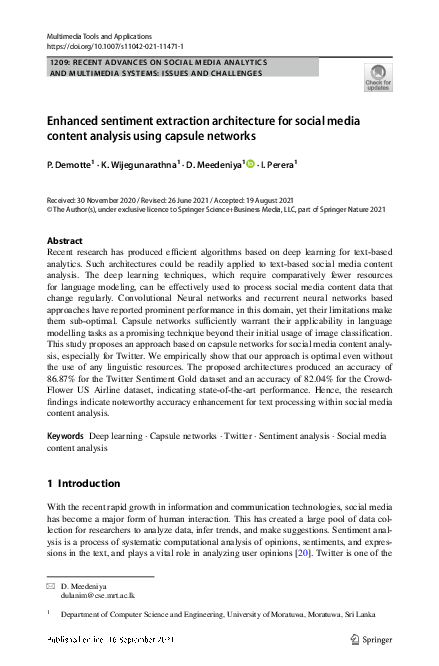 (PDF) Enhanced sentiment extraction architecture for social media content analysis using capsule ...
