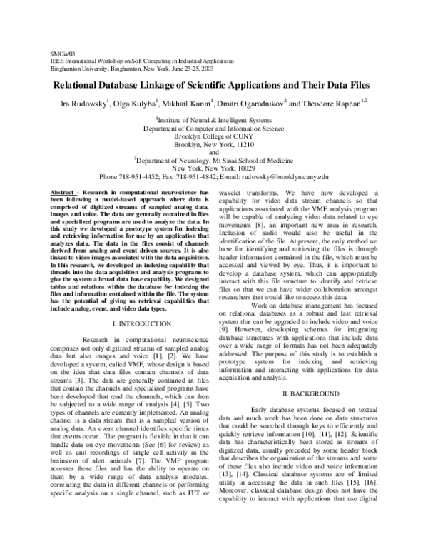 (PDF) Relational database linkage of scientific applications and their ...