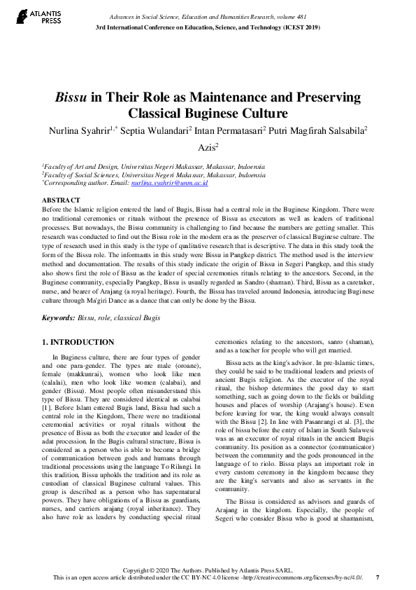 (PDF) Bissu in Their Role as Maintenance and Preserving Classical ...