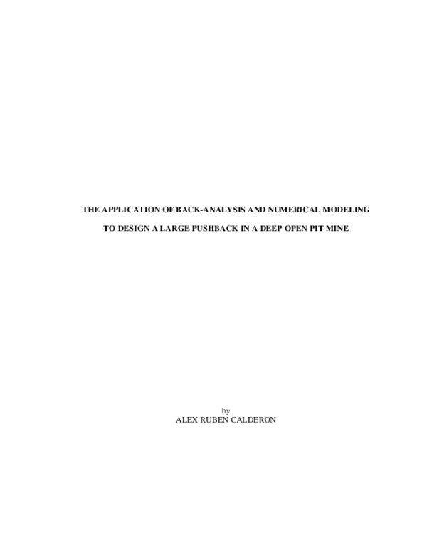 Pdf Application Of Back Analysis And Numerical Modeling To Design A Large Pushback In A Deep