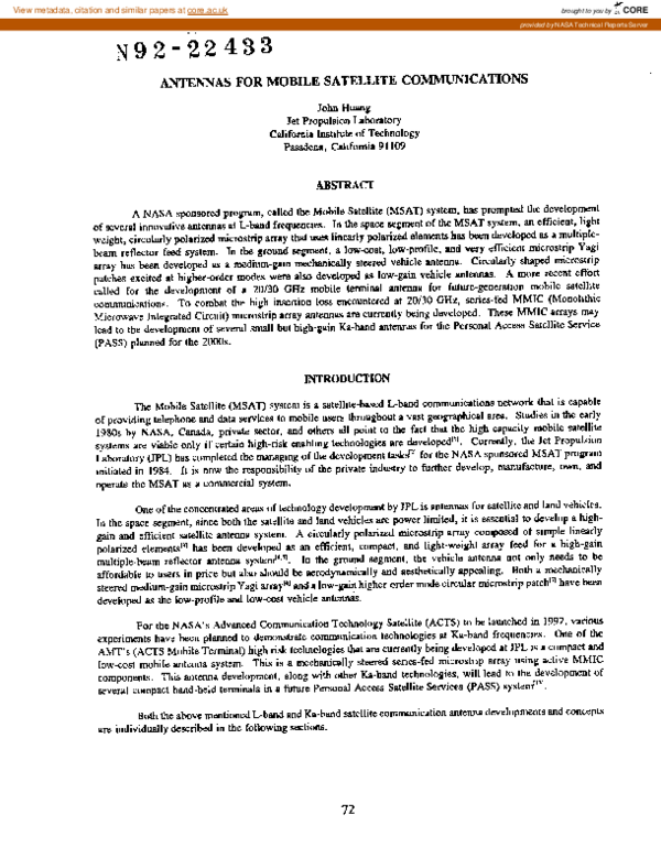 Pdf Antennas For Mobile Satellite Communications