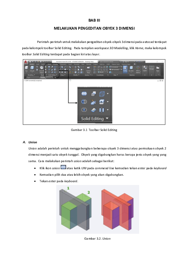 (PDF) SOLID EDTING pada AutoCad 3 Dimensi