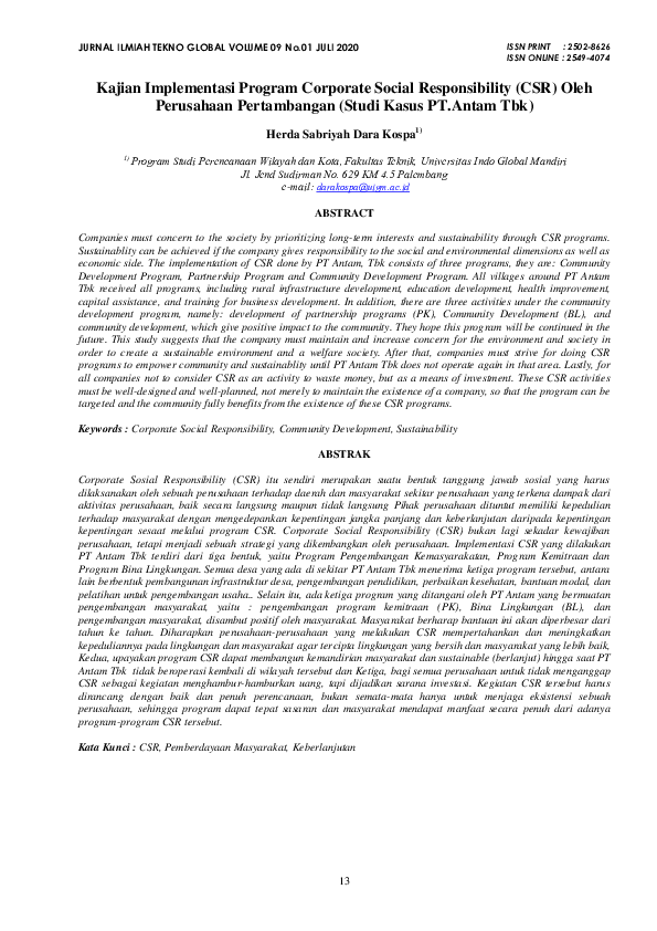 (PDF) Kajian Implementasi Program Corporate Social Responsibility (CSR ...