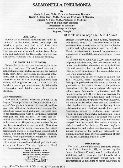 (PDF) Salmonella Pneumonia
