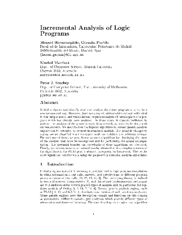 (PDF) Incremental Analysis of Logic Programs
