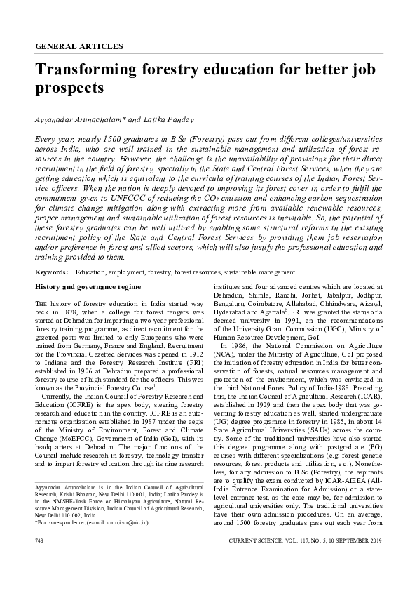 (PDF) Transforming Forestry Education for Better Job Prospects