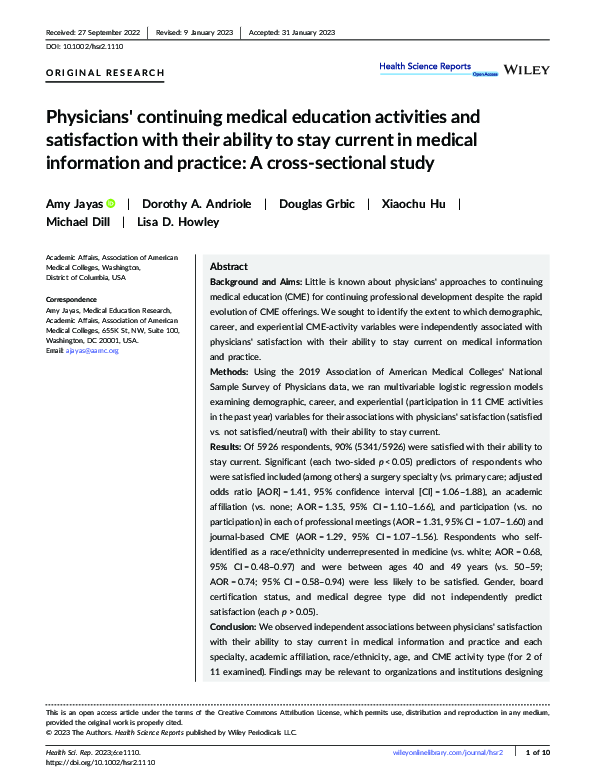 (PDF) Physicians' continuing medical education activities and ...