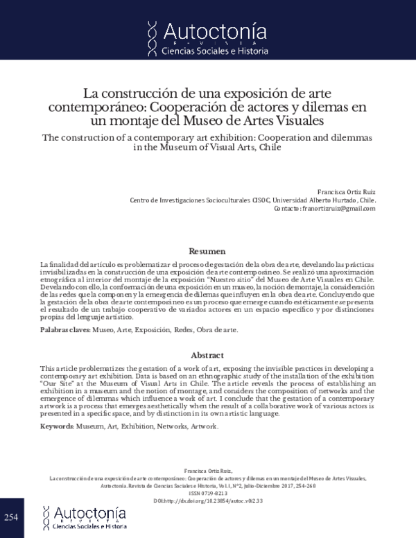(PDF) La construcción de una exposición de arte contemporáneo ...