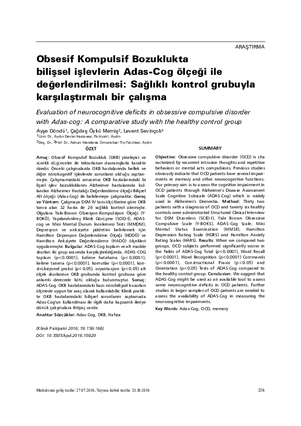 (PDF) Evaluation of neurocognitive deficits in obsessive compulsive disorder with Adas-cog: A ...