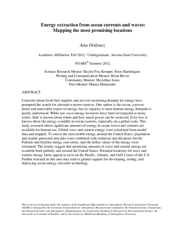 (PDF) Energy extraction from ocean currents and waves: Mapping the most ...
